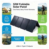 China 50 W Foldable Portable Solar Charger, DC 5521 USB‑C Solar Panel for RV & Van‑life for sale