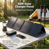 China Outdoor 50 W Foldable Solar Power Panel, ETFE Coated Solar Charger for Power Station for sale