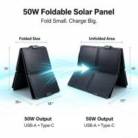 China 50 W ETFE Foldable Solar Panel, Water‑Resistant Portable Solar Charger for Beach Camping for sale