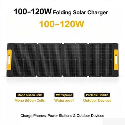 China 120W Waterproof Folding Solar Panel, High‑Efficiency Off‑Grid Solar Power for Camping Fishing Road Trip for sale