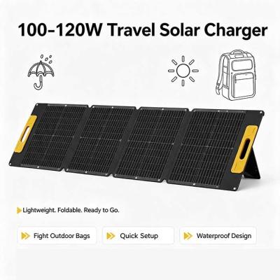 China 120W Light‑Weight Folding Solar Panel, Splash‑Proof Off‑Grid Solar Charger for Van‑Life & Beach Trips for sale
