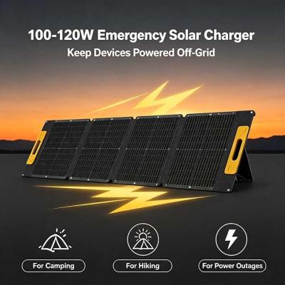 China 100‑120W High‑Efficiency Folding Solar Panel, Splash‑Proof Portable Solar Charger for Off‑Grid Adventures for sale