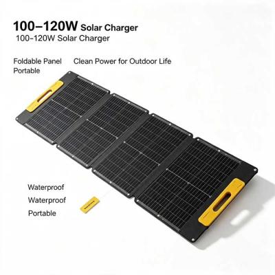 China 100W Light‑Weight Portable Folding Solar Panel, Off‑Grid Solar Charger for Hiking Beach & Picnic Trips for sale