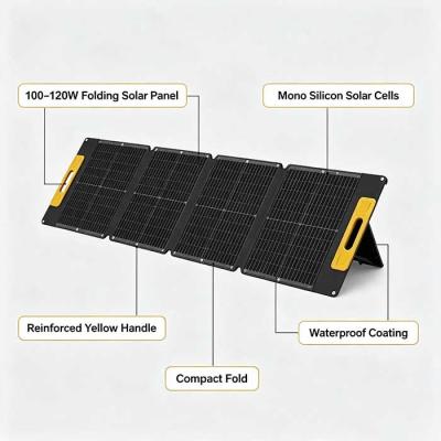 China 100W Compact Waterproof Folding Solar Panel, Off‑Grid Solar Charger for Fishing Hiking & Outdoor Activities for sale