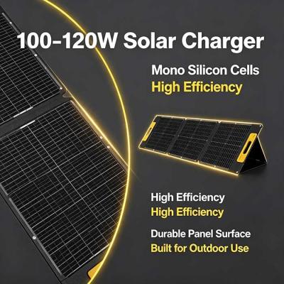 China Fold‑able 105W Monocrystalline Solar Charger, Portable Waterproof Solar Panel for Outdoor Camping Trips for sale