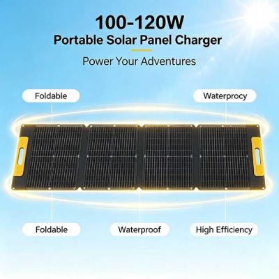 China 100‑120W High‑Efficiency Folding Solar Panel, Splash‑Proof Portable Solar Charger for Off‑Grid Adventures for sale