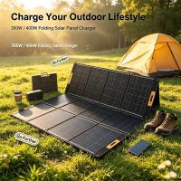 China 400W High‑Efficiency Folding Solar Panel, Waterproof Portable Solar Kit for Home Blackout Backup for sale