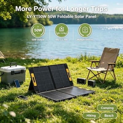China 50W Foldable Solar Panel, Waterproof ETFE Solar Charger for Portable Power Station Camping RV for sale