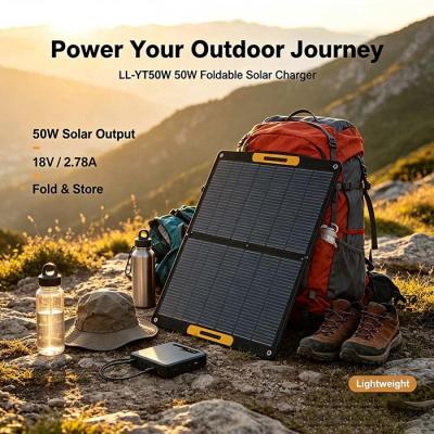 China 50W Travelling Foldable Solar Panel, Waterproof ETFE Solar Charger Bag for Portable Power Station Camping RV for sale