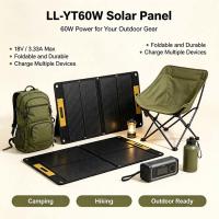China 60W High‑Efficiency Foldable Solar Panel, Lightweight Solar Charger for RV Van Life Campsites for sale