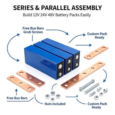 China 3.2V 100Ah CATL Prismatic LiFePO4 Battery Cell, Free Connecting Busbars, Lithium Cell for 12V 24V 48V Battery Pack Making for sale