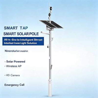 China Solar Smart Pole 02, All‑in‑One Smart Street Light With Camera, WiFi, Weather Station & Emergency Call for sale