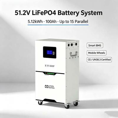 China 51.2V 100Ah Lithium Battery 5.12kWh, 98% Round Trip Efficiency Solar Energy Storage for sale
