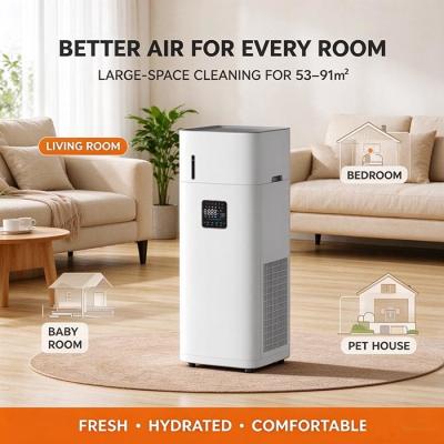 China Evaporative No Fog Humidifying Air Purifier, 760m³/h CADR, 5L Water Tank, Quiet Sleep Mode Home for sale