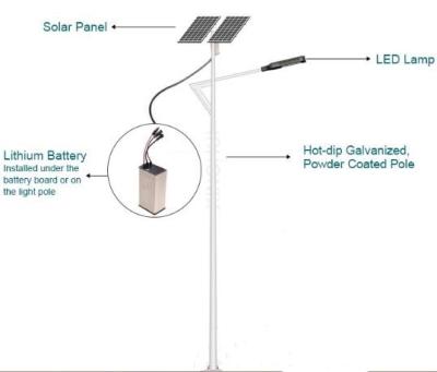 China Galvanized Solar Street Lighting Steel Pole Tower With Single Or Double Arms for sale
