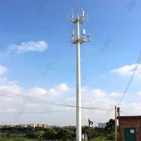 China 2 Platforms 6 Communication Antennas Mounted Steel Mono Pole Self Supporting for sale