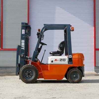 China 2 Ton 2000kg Diesel Forklift Trucks with 4.5m 6m Full Free Mast Triple Free Mast Fork and Pneumatic or Solid Tires for sale