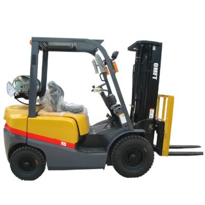China CPQY15 Gasoline Lp Gas Dual Fuel Forklift Trucks with Side Shift Solid Tyre Nissan Forklift Duplex Triplex Full Free Mast for sale
