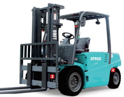 China 5ton 6ton Electric Forklift Truck Battery Operated Forklift Can Work in Container CPD50/60 for sale