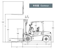 China 6m 6000mm Three Stage Full Free Mast Triplex Full Free Mast 5ton Electric Forklift Truck for sale