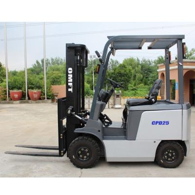 China 2500kgs Capacity Electric Forklift Truck with 3m Two Stage Full Free Mast for sale