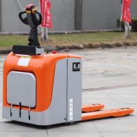 China 2500kg Stand-on Type Full Electric Pallet Truck with EPS Steering and Lithium Battery for sale