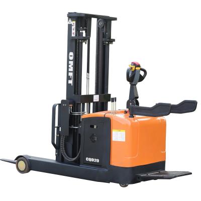 China Chinese Electric Stand-on Reach Stacker with 740X1070mm Fork and Free Battery Charger for sale