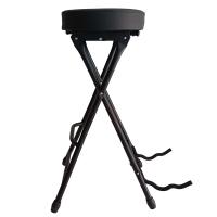 China 3 In 1 Foldable Guitar Stool With Guitar Holder Foot Rest Portable Metal Guitar Performance Chair for sale