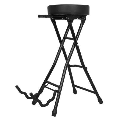 China 3 In 1 Foldable Guitar Stool With Guitar Holder Foot Rest Portable Metal Guitar Performance Chair for sale