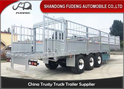 China Three Axles Aluminum Livestock Trailers / Stake Bed Trailer With Four  Main Beam for sale