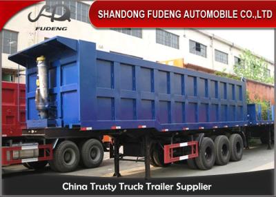 China Heavy Duty Utility Semi Dump Trailers 3 X 14 Tons Axle HYVA Fuel Tank for sale
