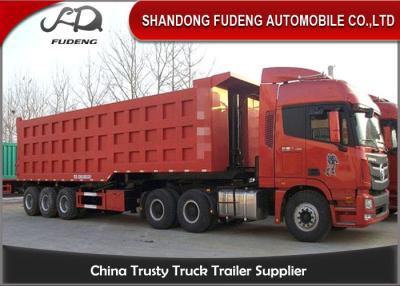 China 12 Wheel Steel Dump Semi Trailer With Hyva Hydraulic Cylinder 3 Axles for sale