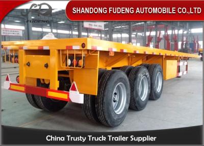 China 2 Axles / 3 Axles Flatbed Semi Trailer With Bulk Head / Front Wall Equipped for sale