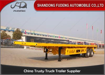 China Flat bed Container Semi Truck Trailer Double Axle 20Ft 40Ft spring suspension for sale