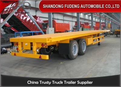China Double Axles Flatbed Container Trailer With Head Board 40000 Kilograms Payload for sale