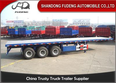 China Tri-axle flatbed container semi trailer 40 ton truck trailer use on port for sale