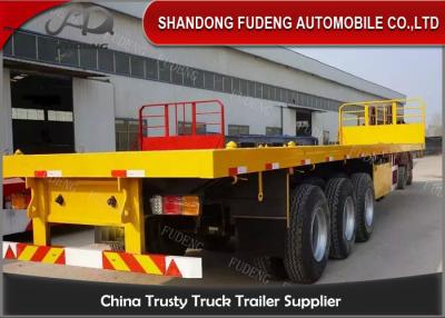China 20ft / 40 ft Flatbed Trailer ,  Air Suspension 3mm Platform Flatbed Trailer Truck for sale