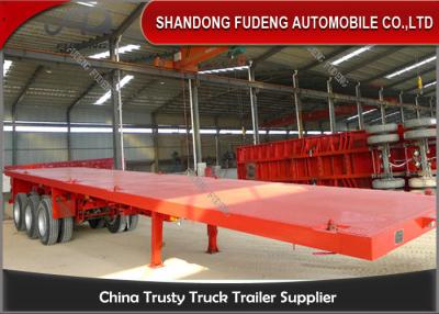China Tri-axle 50Tons flatbed container  trailer truck for Carry container , hoses , cement bags for sale