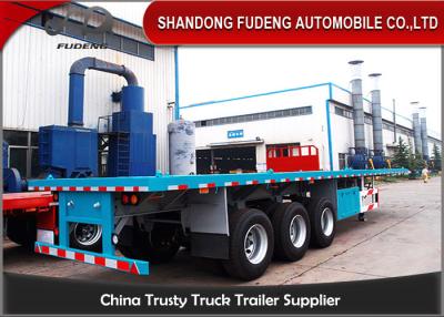 China 3 Axle 20ft 40ft Flatbed Container Trailer High Tensile Carbon Steel Material for sale