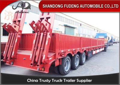 China Drop Deck 3 Axles Low Bed Semi Trailer With Side Wall Mechanical Ladder for sale
