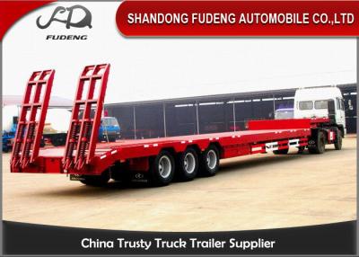 China 70 Kilograms Low Bed Semi Trailer Fuwa / BPW Axles Manual / Hydraulic Ladder for sale