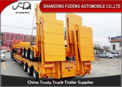 China Heavy hydraulic low bed semi truck trailer low loader 80 ton capacity for sale