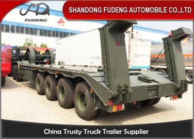 China Low Bed Tractor Trailer Lowboy Semi Trailer 4 Axle Heavy Equipment Transport for sale
