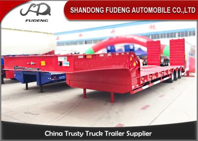 China Low bed truck trailer for sale, 3 axles lowboy semi trailer excavator trailer for sale
