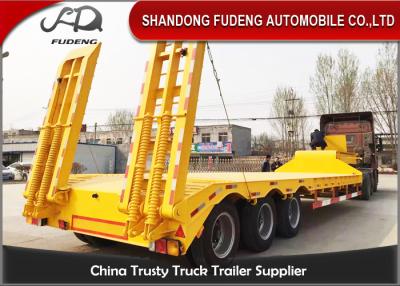 China Tri Axle Low Bed Semi Truck Trailer For Sale 60 Ton Heavy Machine Transport for sale