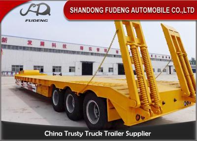 China 60ton Hydraulic Lowbed Low Deck Tri-axles Low Loader Cargo Semi Truck Trailer for sale