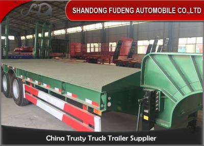 China Gooseneck Semi Low Bed Trailer , Heavy Equipment Low Loader Trailers for sale