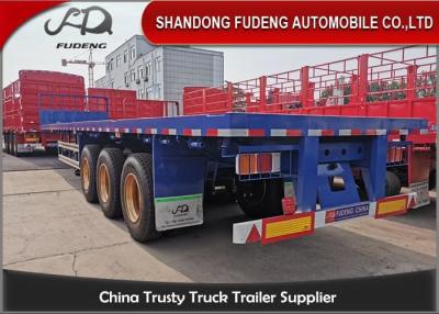 China Air Suspension 40 / 45 Feet Long Flatbed Container Trailer With 12 Units Twist Lock for sale