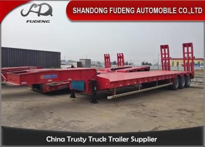 China 13 Meters Standard Length Low Bed Container Trailer 40 / 60 Tons Red Color for sale