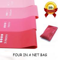 China Logo Custom High Stretch Women Hip Butt Thigh Band 600*50mm 4 Pcs Set pink Mini Loop Resistance Band for sale